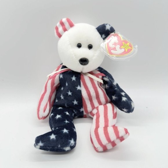 Ty | Toys | Rare White Face Ty Beanie Babie Spangle Americana Bear ...